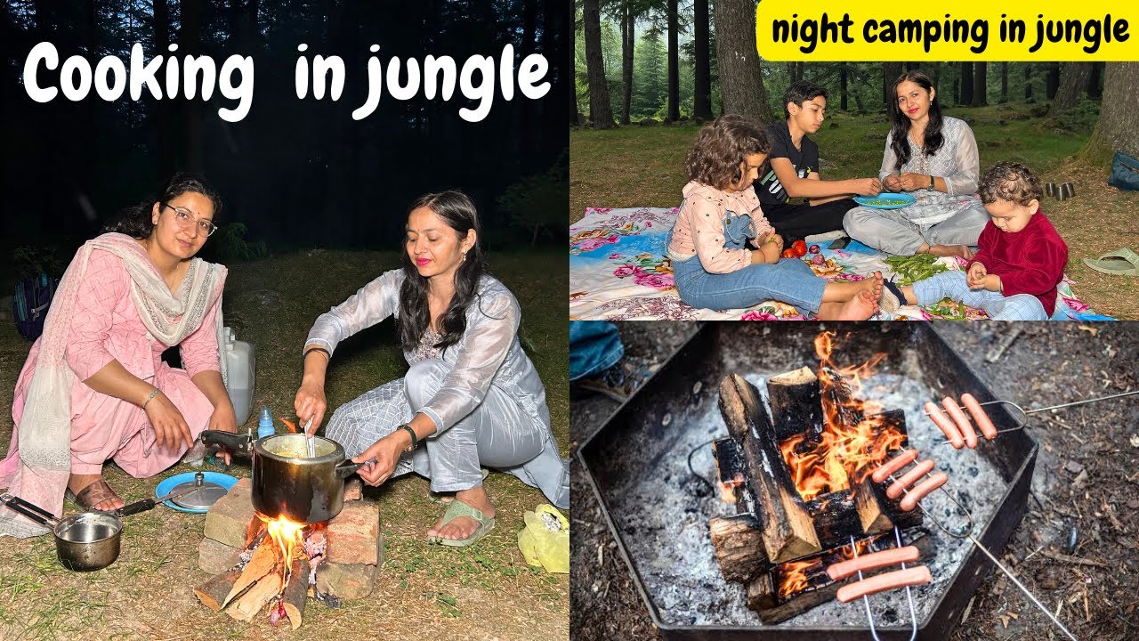 Two woman cooking in the jungle । Night camping in jungle | cooking in ...