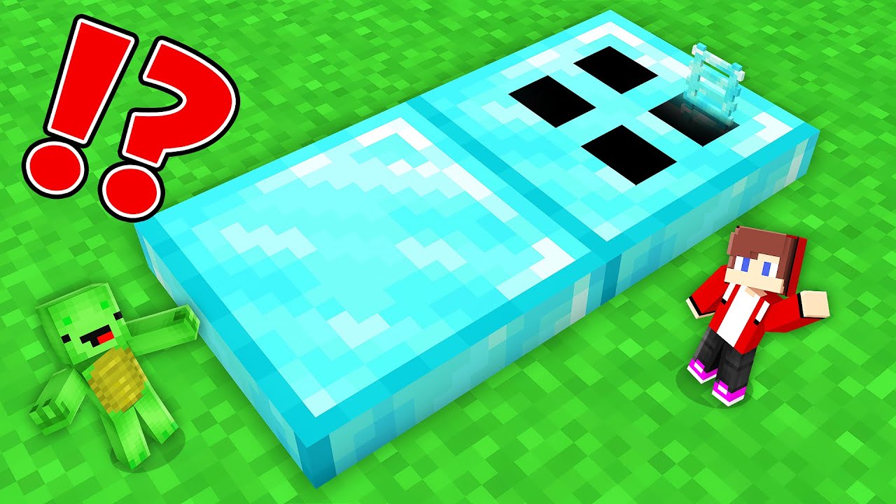 JJ and Mikey Build Secret TINY BASE Inside Diamond DOOR in Minecraft - Maizen - YouTube