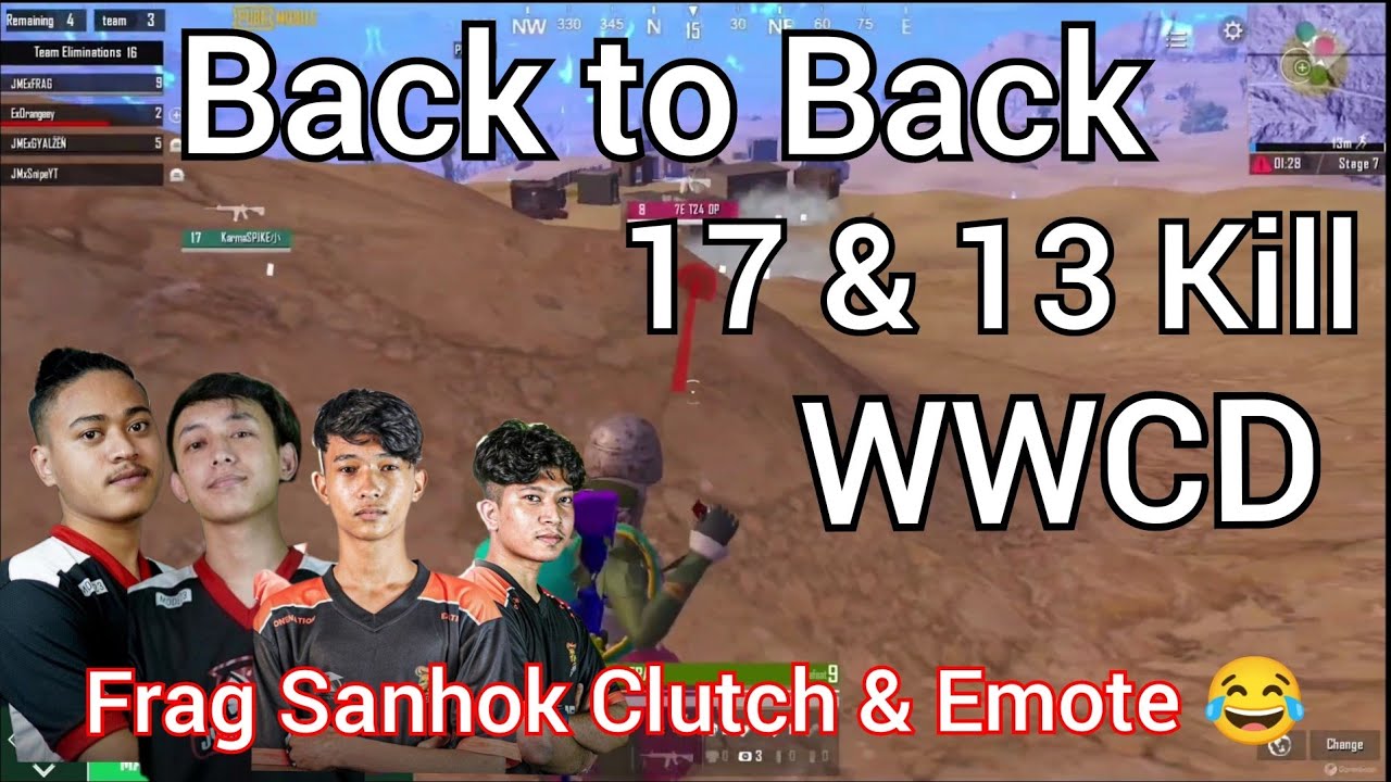 JMEx Back to Back WWCD | Frag 1 vs 4 R3G Sanhok Clutch & Emote😁| JMEx ...