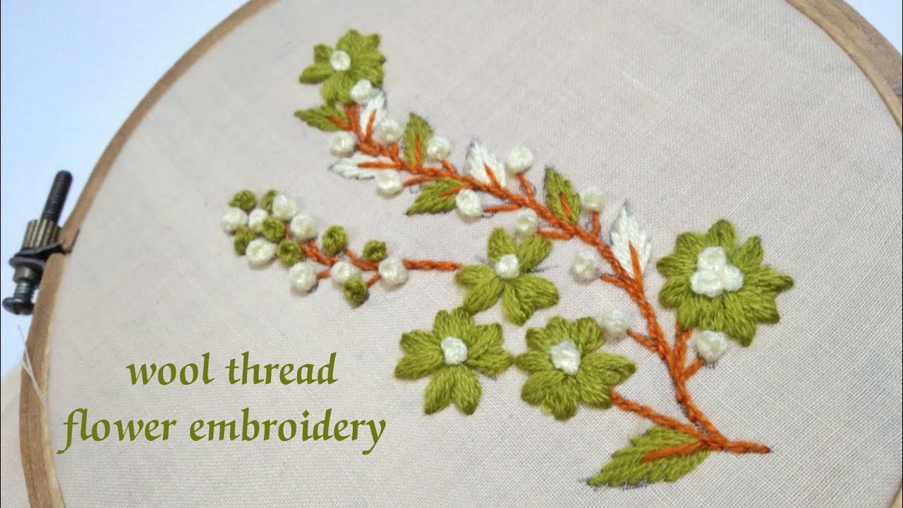 wool thread flower embroidery | different stitches | basic stitches for ...