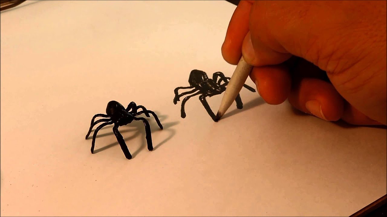Dibujo- Drawing 3D Spider - How to - Anamorphic - desenho 3D anamórfico ...