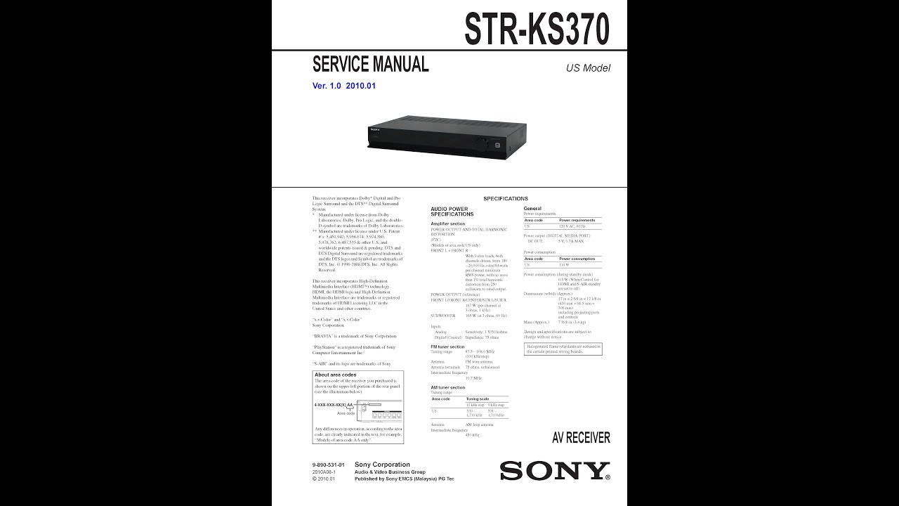 Sony STR-KS370 Service Manual - YouTube