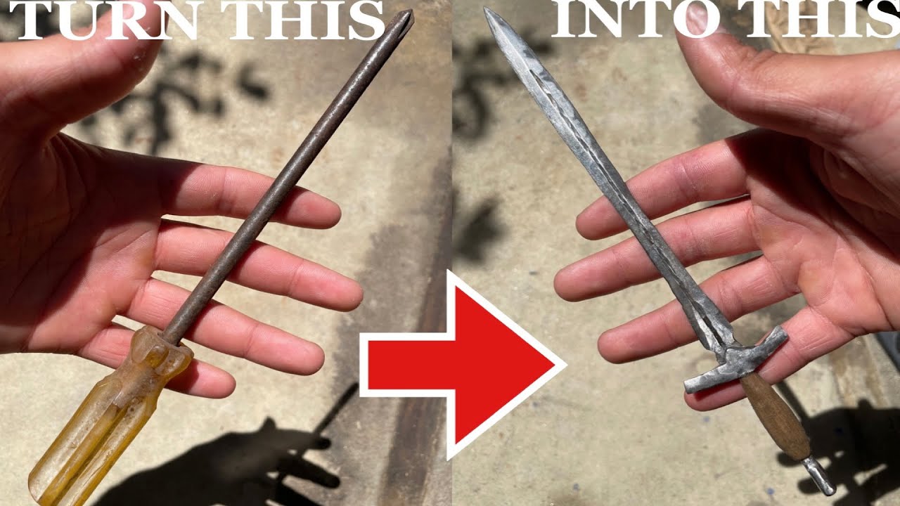 Turning a Rusty Screwdriver into a Beautiful little Sword - YouTube
