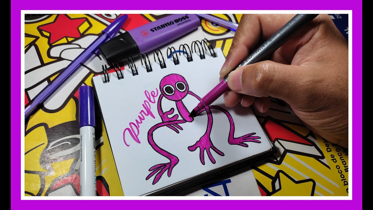 Como DESENHAR o PURPLE do ROBLOX RAINBOW FRIENDS - Como DIBUJAR PURPLE ...