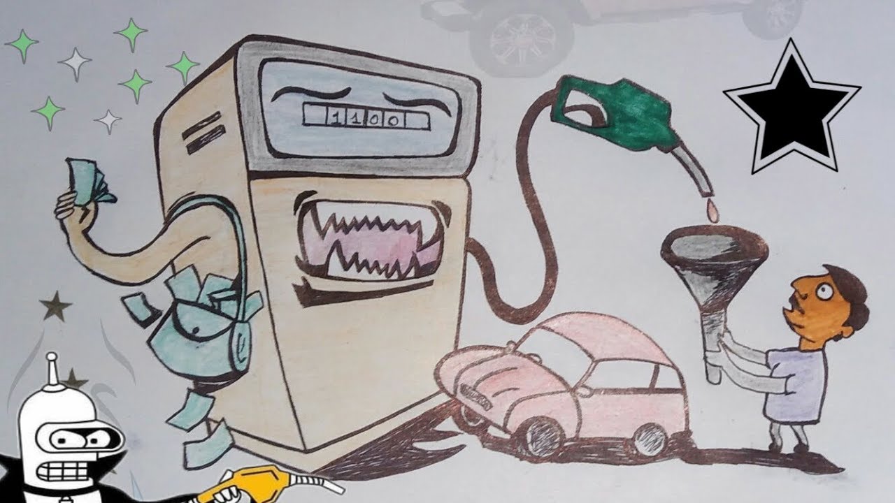 Fuel price hike drawing for kids/save fuel drawing /Goldy22 - YouTube