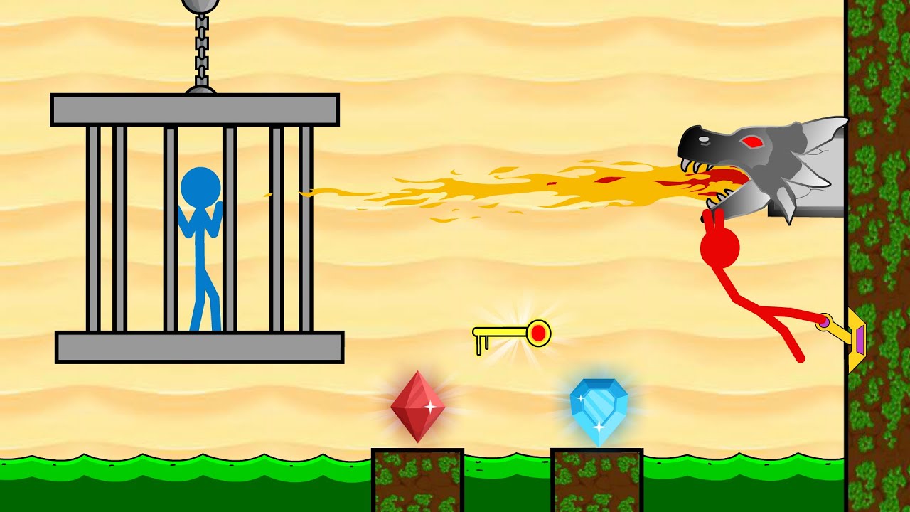 Watergirl and Fireboy , Stickman Animation - (Dragon Temple Parkour ...