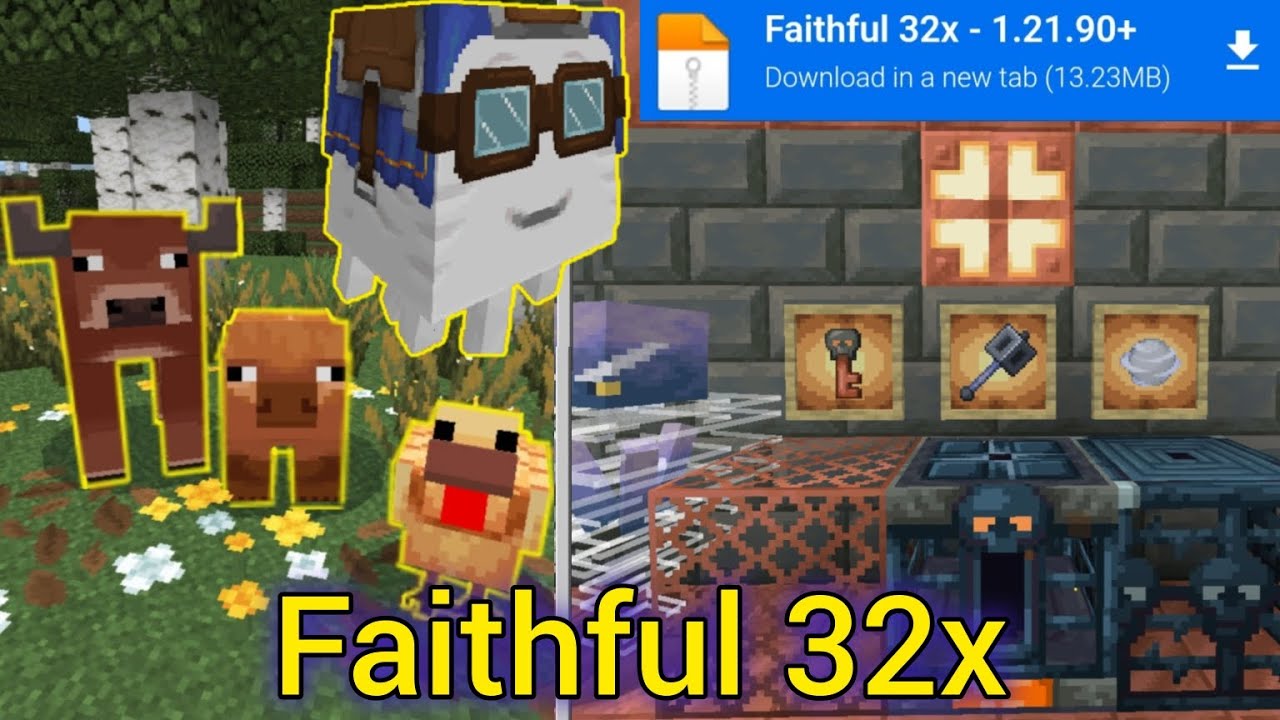Texture pack faithful 32x for minecraft Bedrock & Java 1.21.90+ - YouTube