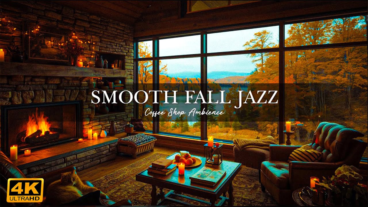 🍂 Cozy Coffee Shop Ambience with Smooth Jazz Music Warm Autumn Day ...