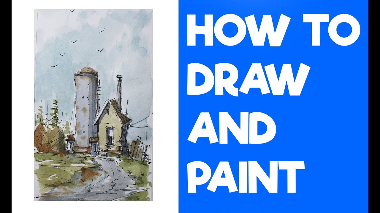 A QUICK REAL-TIME SKETCH IN WATERCOLOR AND PEN By Nil Rocha - YouTube