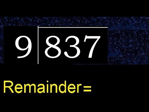 Divide 837 by 9 , remainder . Division with 1 Digit Divisors . How to ...