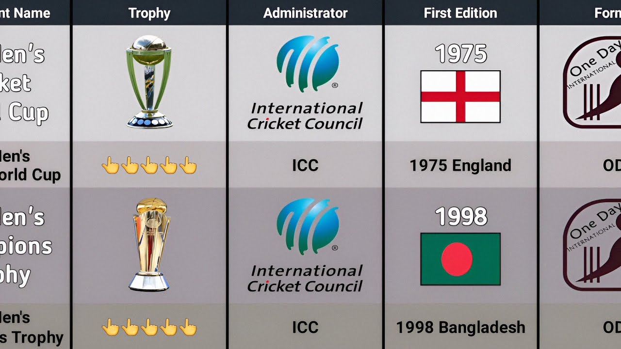 ICC World Cup vs ICC Champions Trophy - YouTube