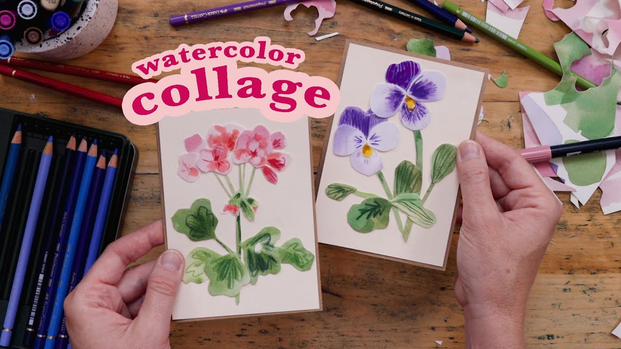 Handmade Greeting Cards w/ Watercolor Collages! - YouTube