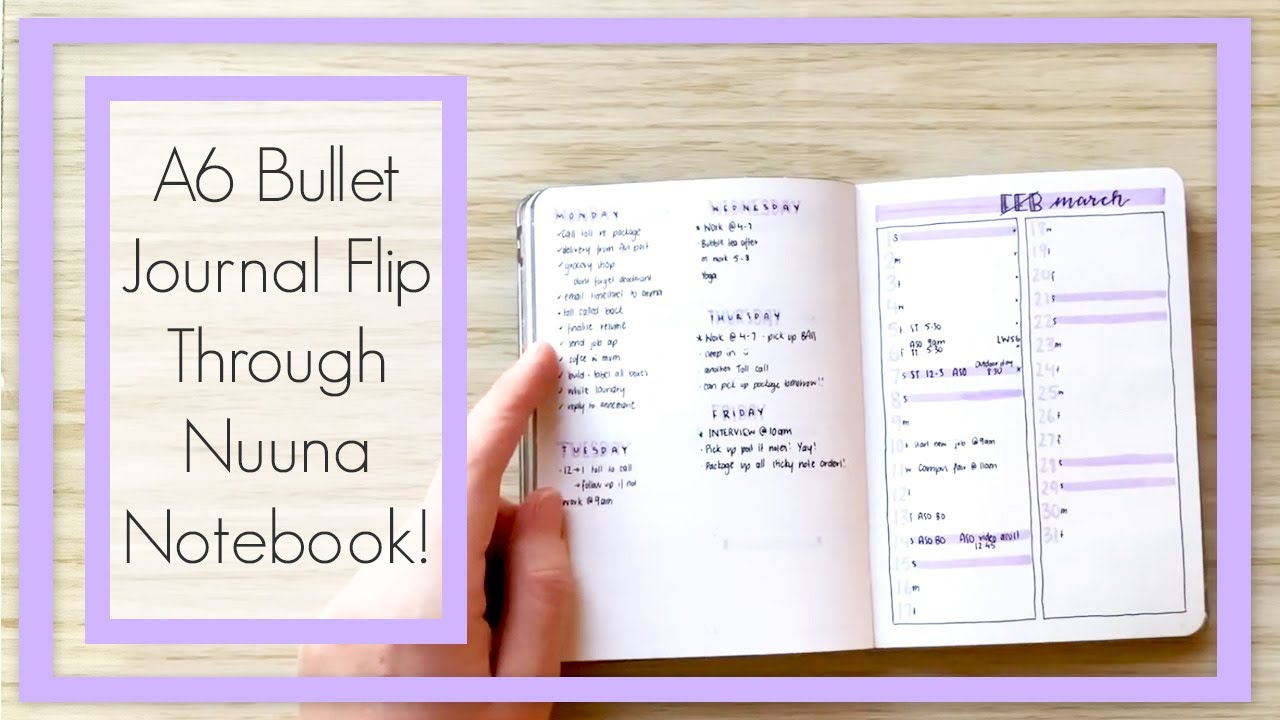 A6 bullet journal flip through - 2020 so far! A6 nuuna notebook!! - YouTube