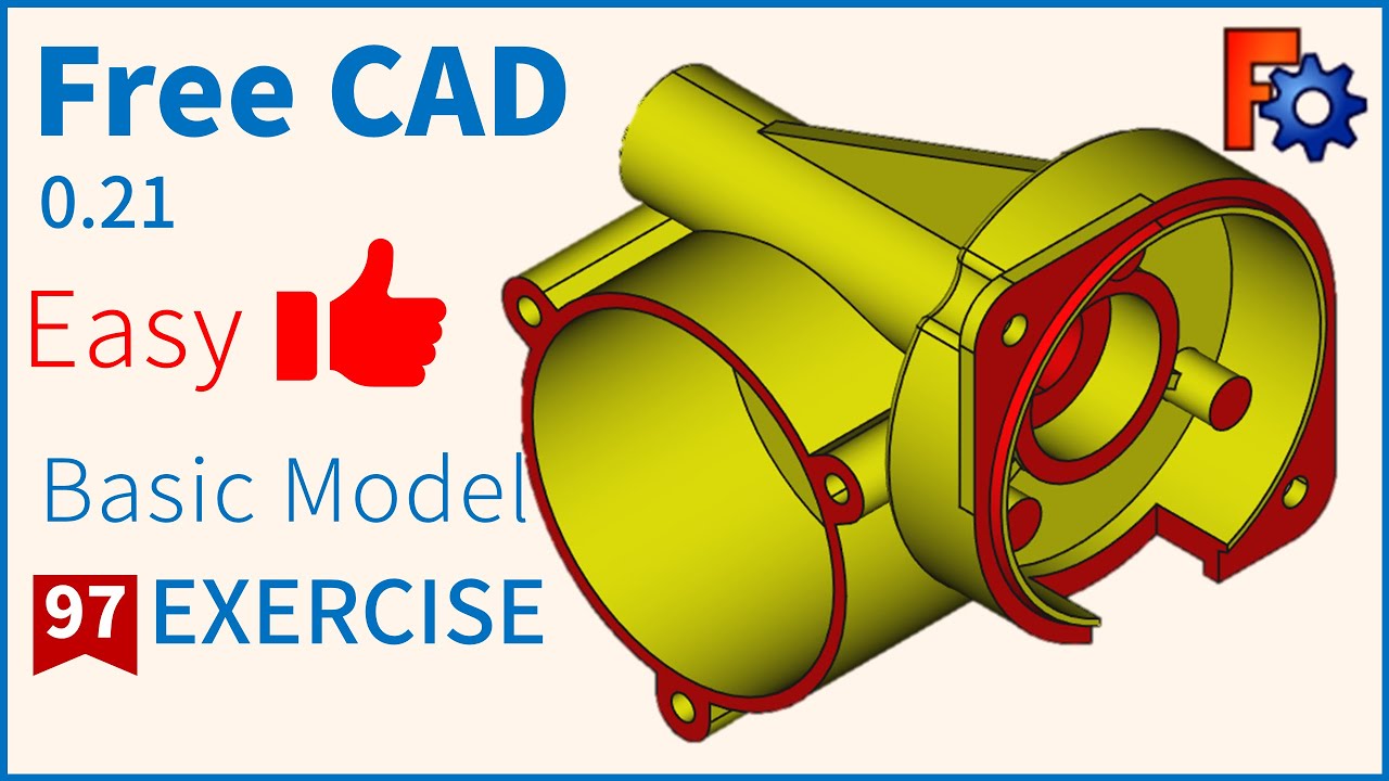 Freecad Tutorial For Beginnersbasic Model Exercise 97 Youtube