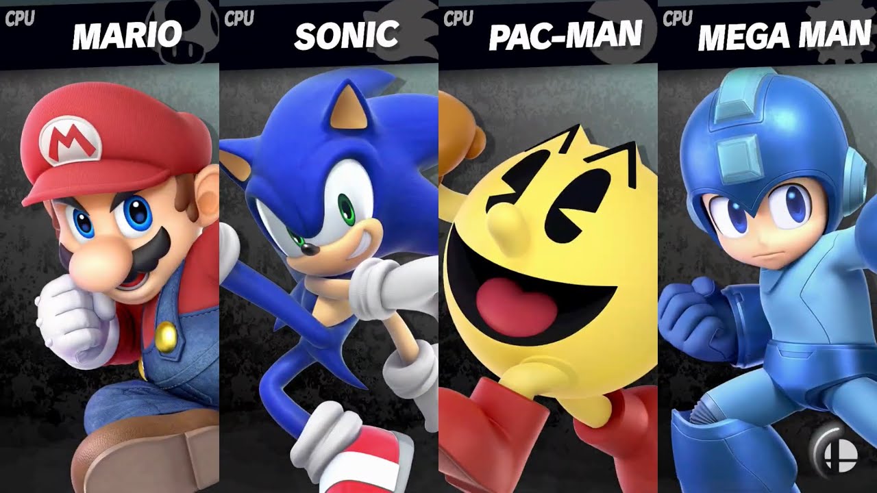 Super Smash Bros. Ultimate - Mario vs Sonic vs Pac Man vs Mega Man ...