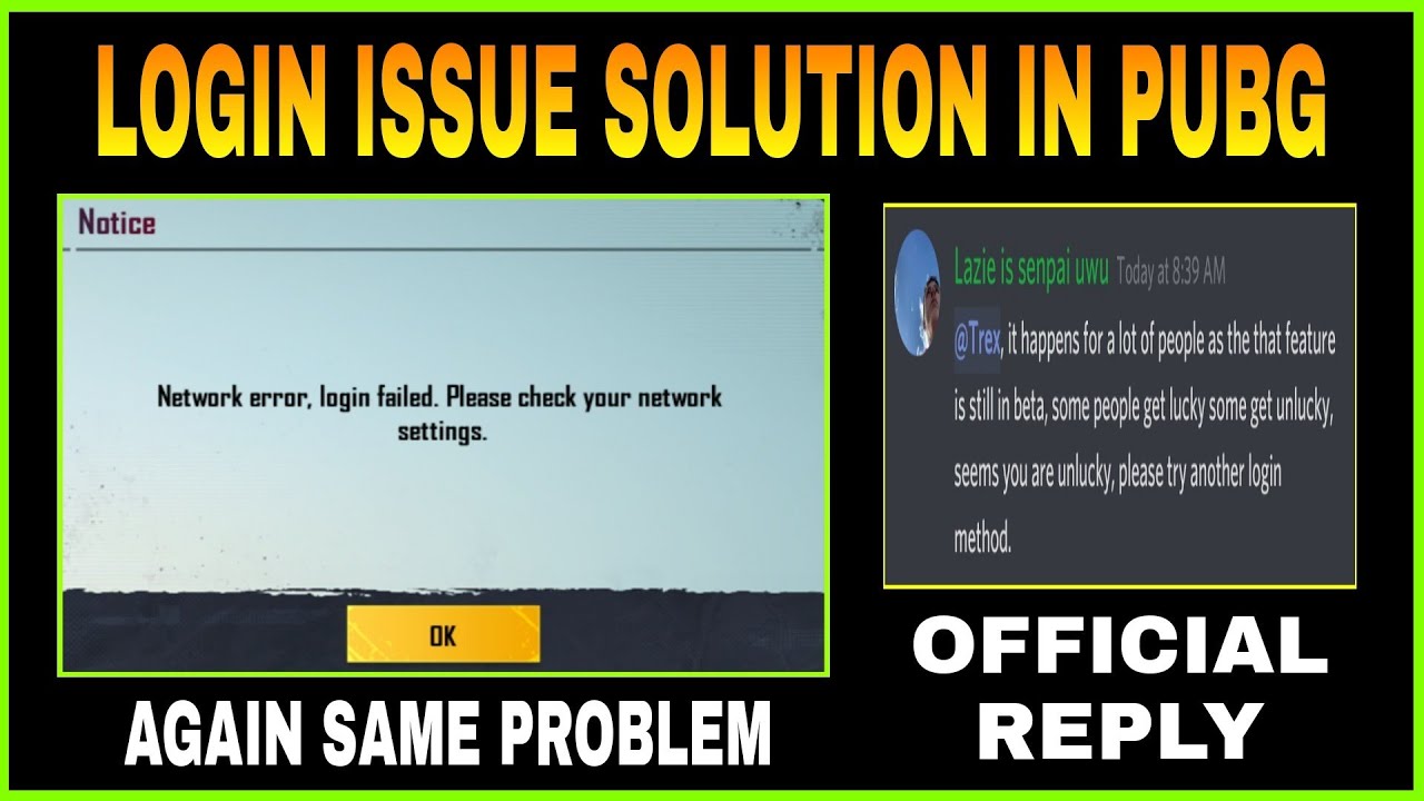 Login Issue Again In Pubg Mobile Network Error Login Failed Solution