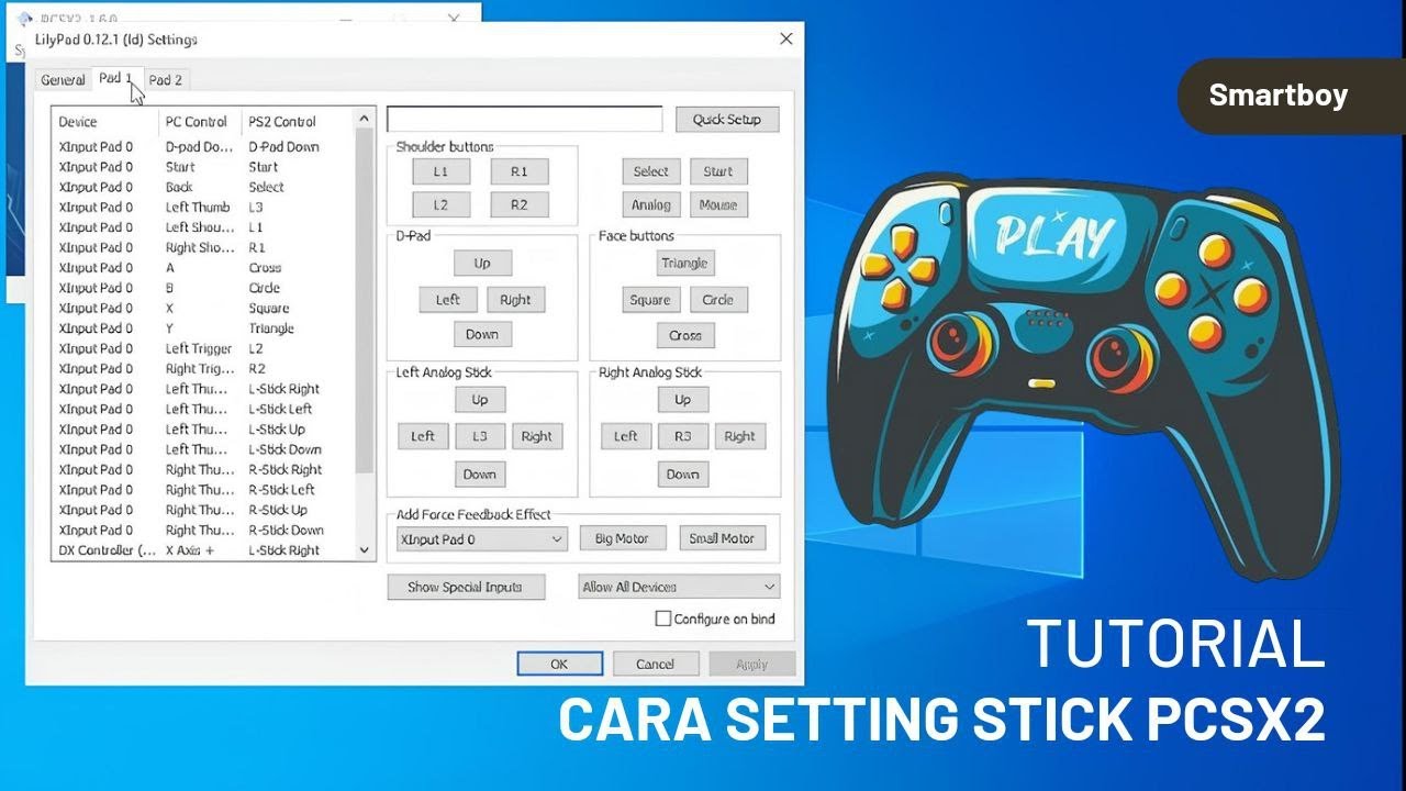 cara setting stick di pcsx2 terbaru - YouTube