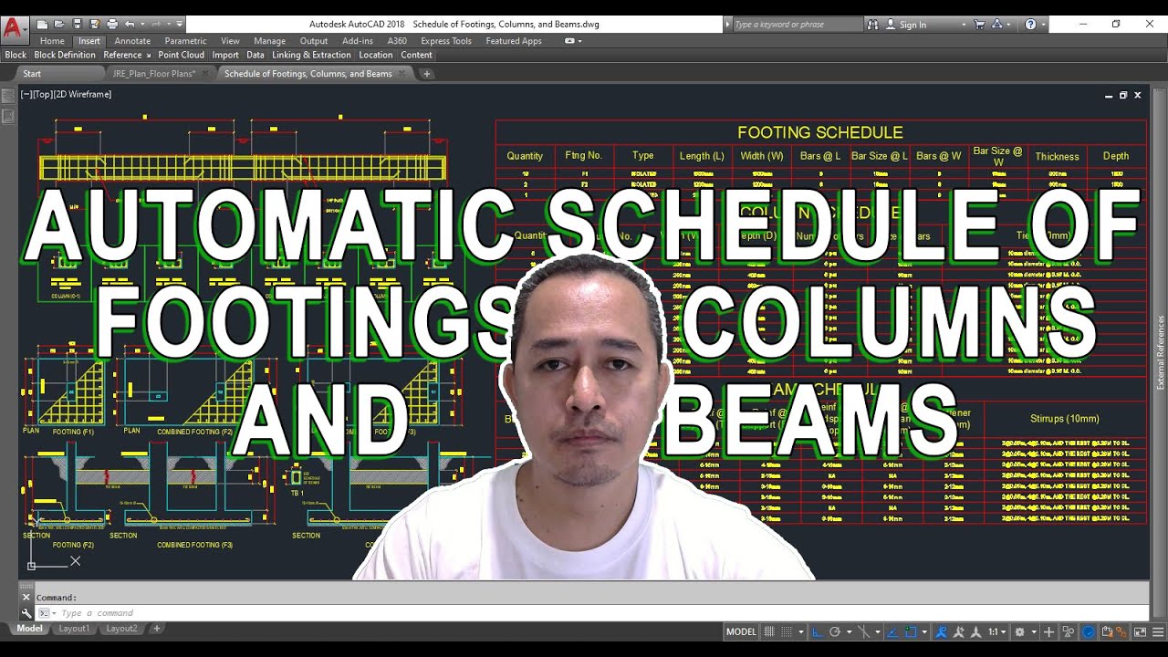 How to Create Automatic Schedule of Footings, Columns and Beams in ...