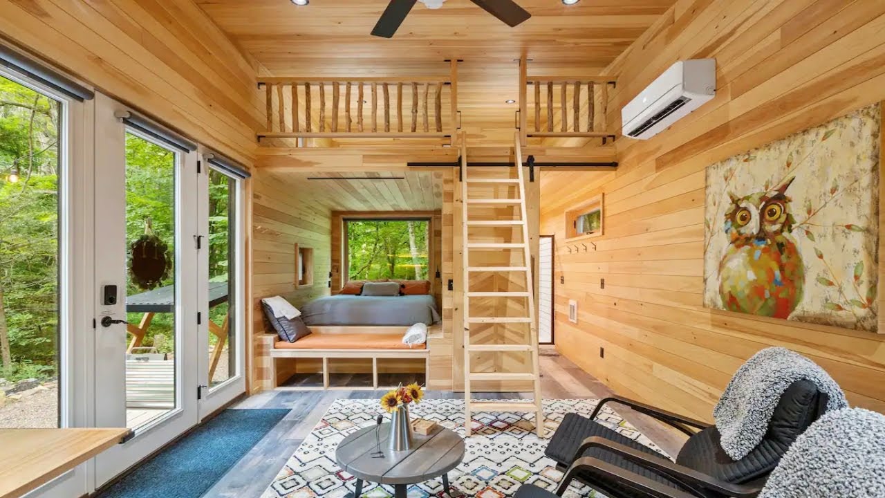 Possibly The Nicest Tiny Cabin beside a Mountain Stream - YouTube