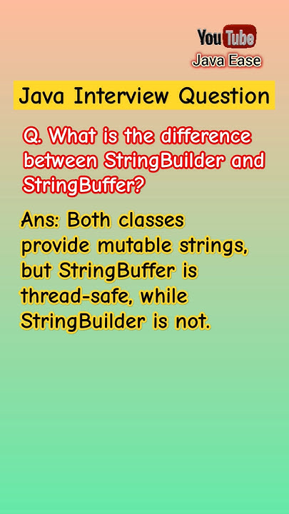 Java Interview Question Stringbuffer Vs Stringbuilder Java Shorts Status Viral Short