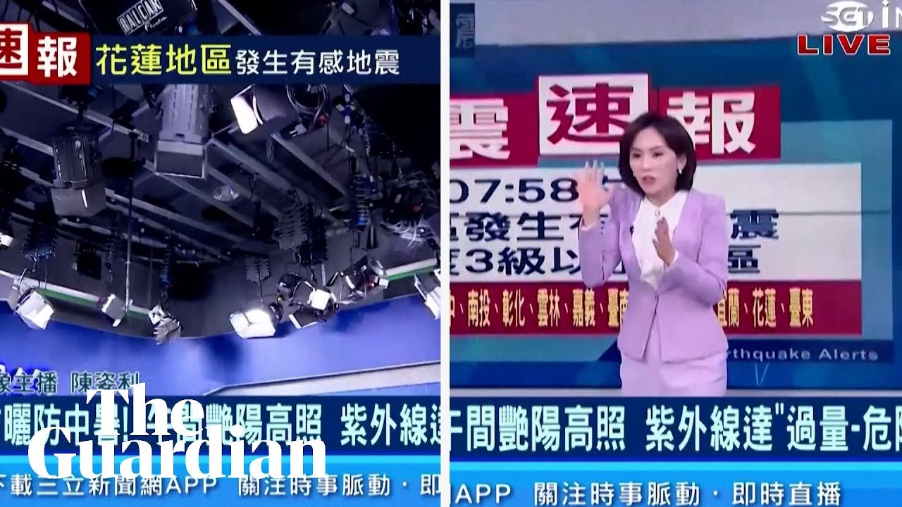 Taiwanese TV anchors continue reading news as earthquake rocks studio ...