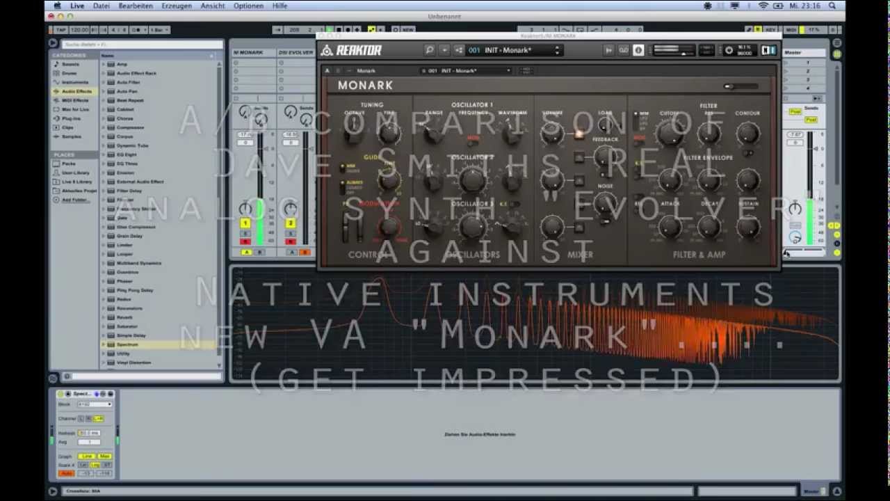 Native Instruments VA Synth Monark vs. Analog Synth (Dave Smith Instruments "Evolver") - YouTube