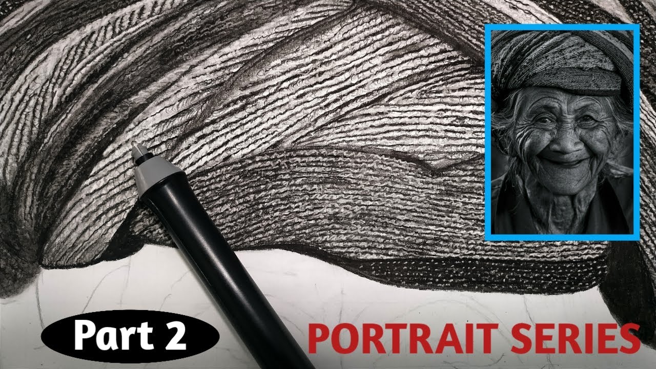 How to draw turban towel texture || Part 2 -Pencil Portrait series of a ...