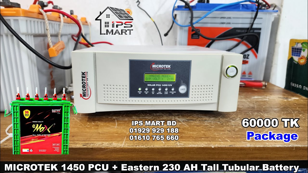 MICROTEK 1450 PCU + Eastern 230 AH Tall Tubular Battery 60000 TK ...