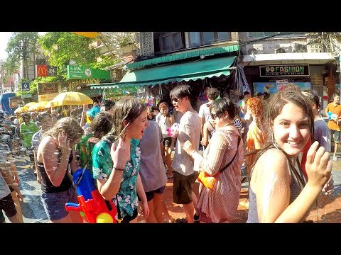 Songkran festival in Bangkok, Thailand. Holi in Thailand.