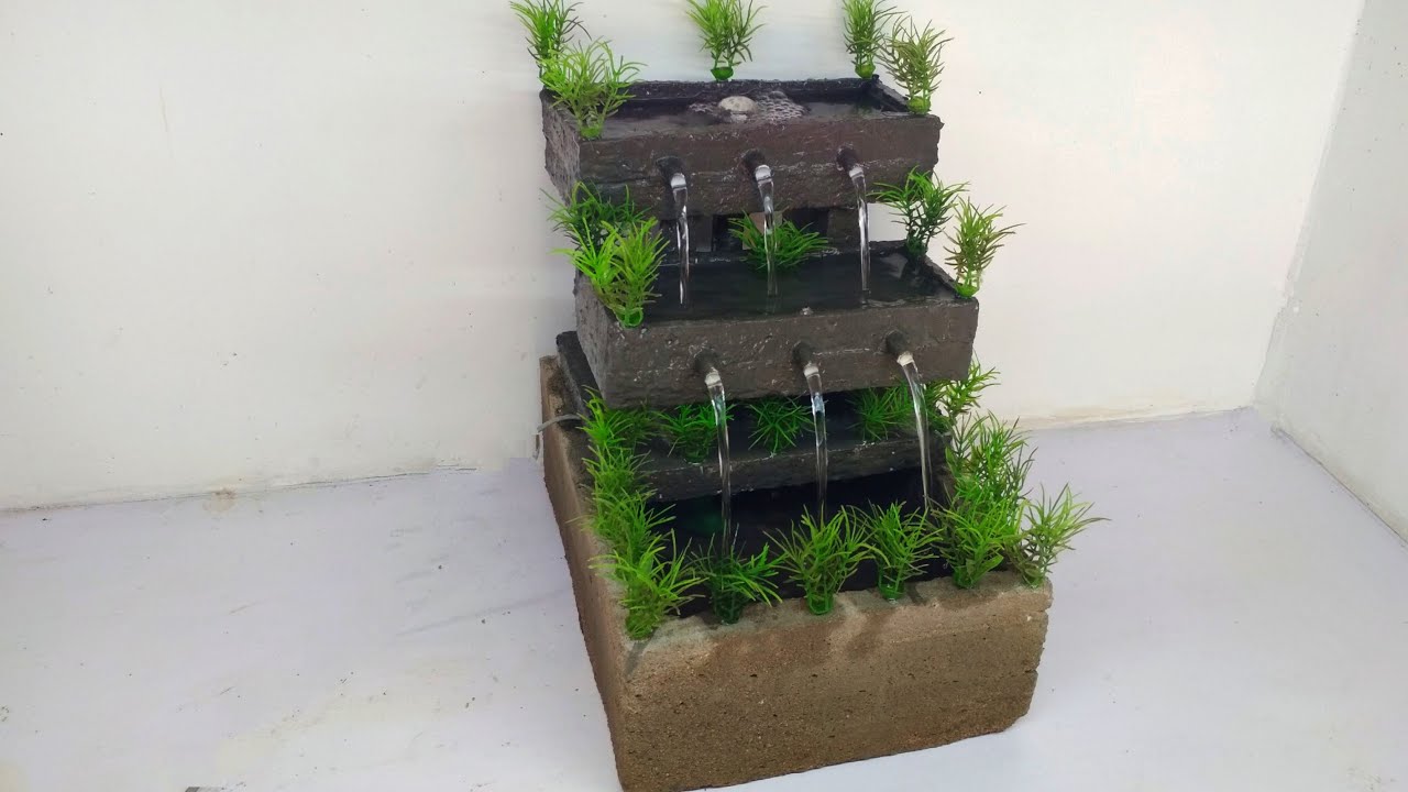 How to make very beautiful water waterfall fountain। waterfall fountain ...