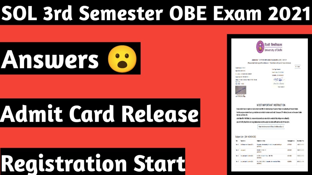 SOL 3rd Semester OBE Exam Answers 2021 | Question Paper - YouTube