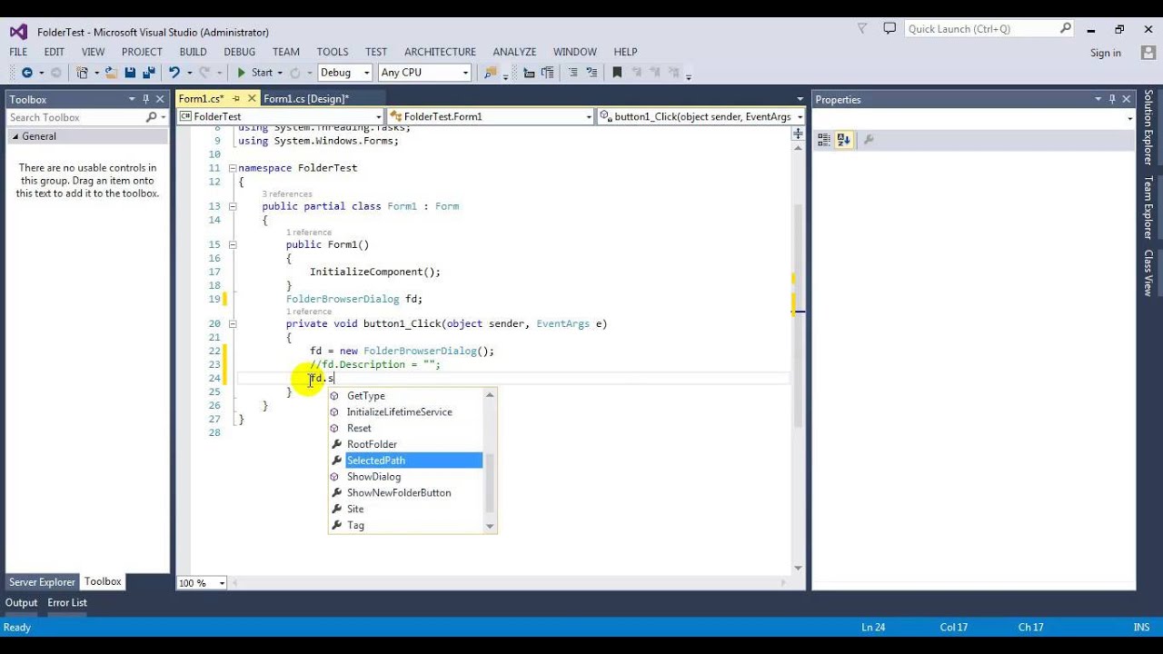 Sử dụng FolderBrowserDialog trong C# - YouTube