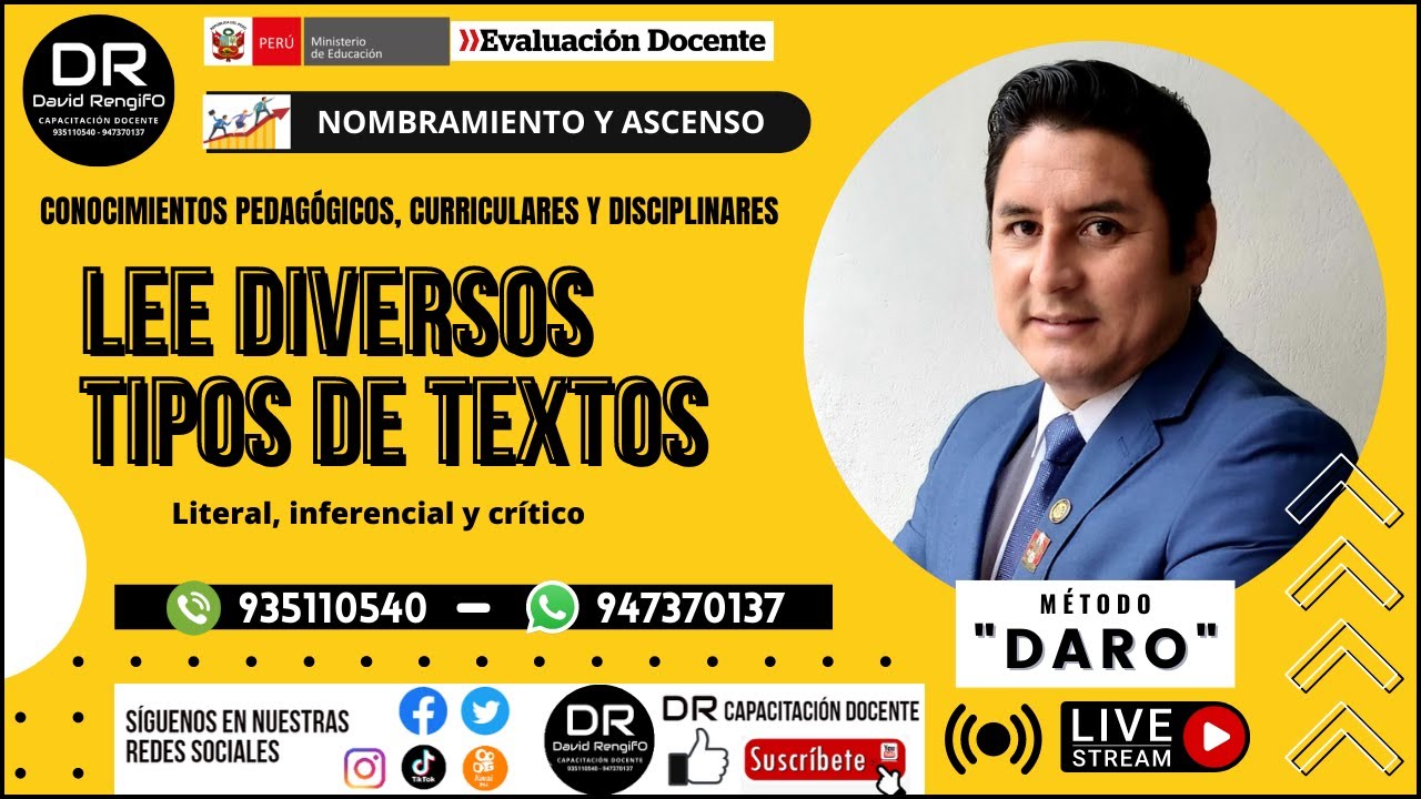 LEE DIVERSOS TIPOS DE TEXTOS | CONOCIMIENTOS CURRICULARES, PEDAGÓGICOS ...