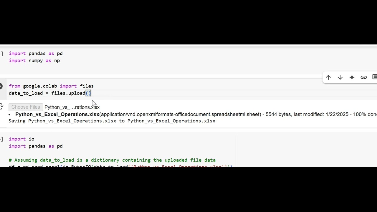 Upload file in python colab #excel #dataanalysis #exceltips #education #datascience #python # ...