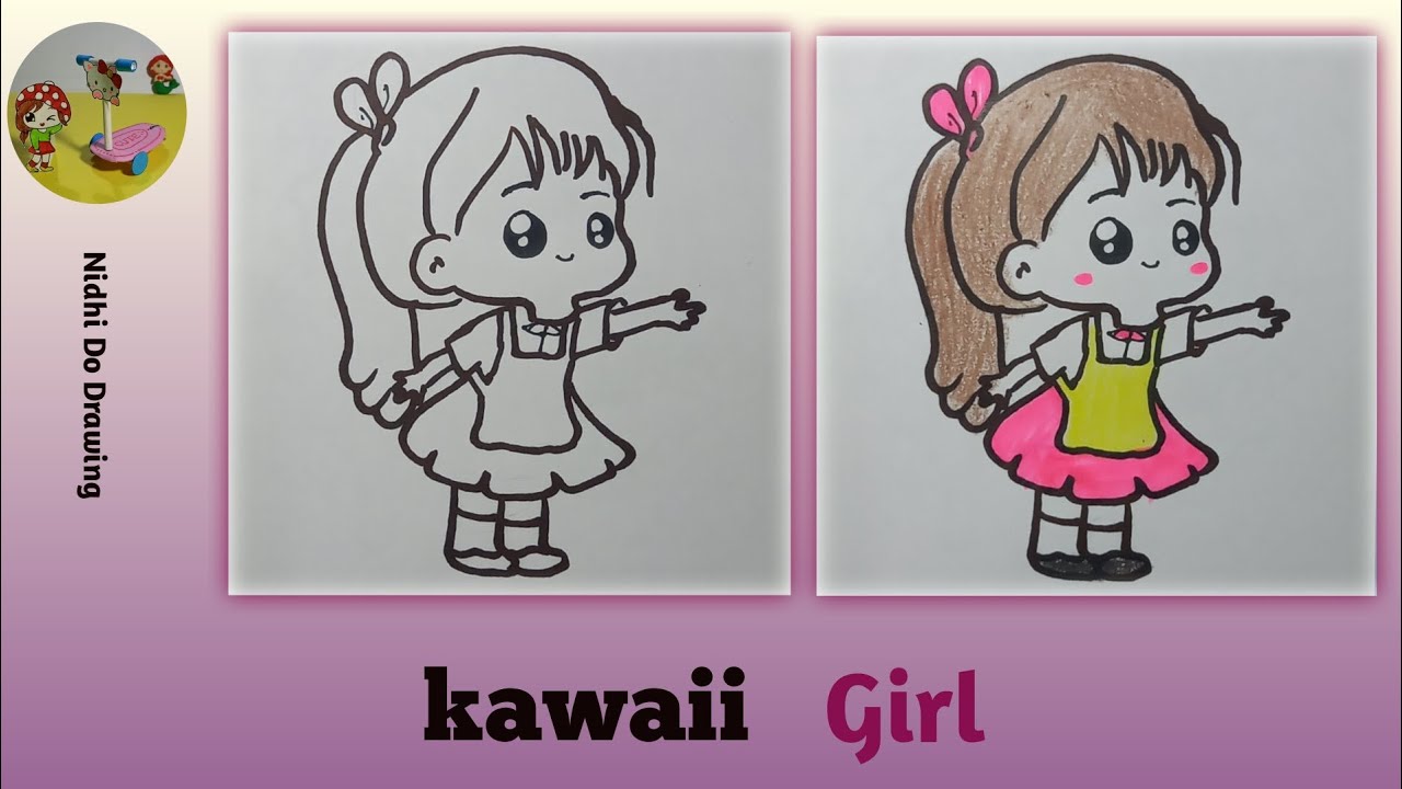 Easy kawaii girl drawing simple way / kawaii doll drawing ideas - YouTube