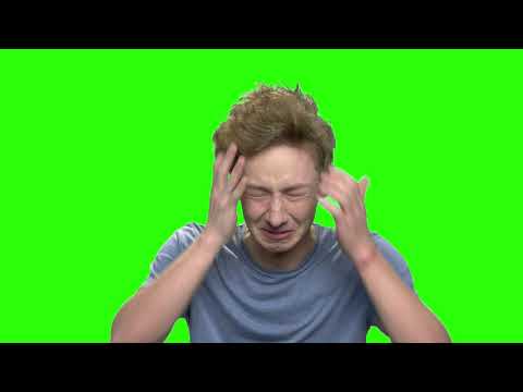 Green Screen | Chroma Key | angry teen boy emotions portrait of thrilled boy with nervous | 4K | HD