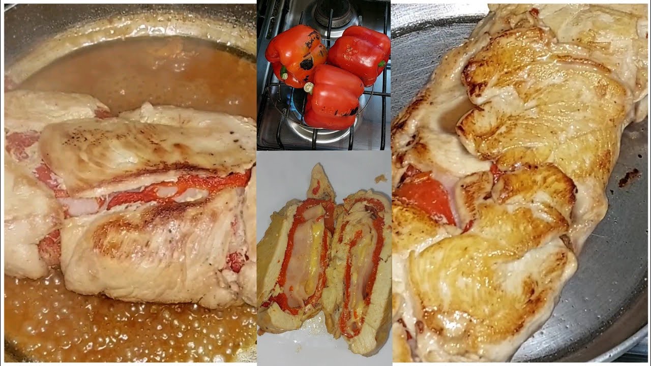 pechuga rellenas con pimiento deliciosa 😋 #pechugarellena - YouTube