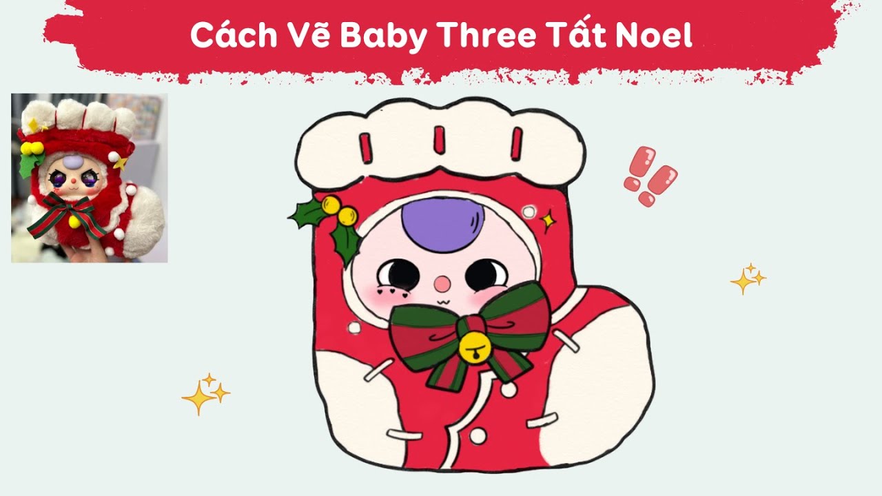 Vẽ Baby Three giáng sinh - Baby Three Tất Noel - Vẽ Baby Three Noel ...