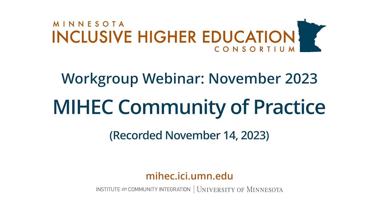 MIHEC Community of Practice Gatherings: November 14, 2023 - YouTube