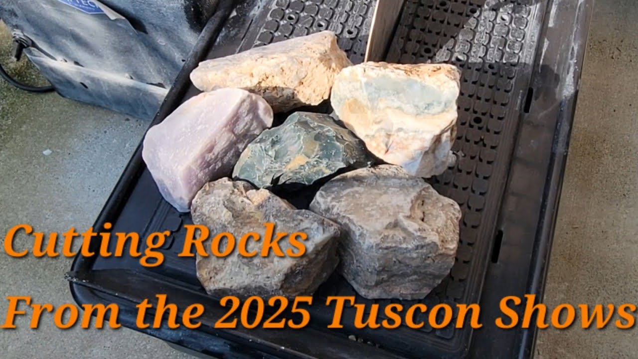 Cutting rock from the 2025 Tucson rock shows - YouTube