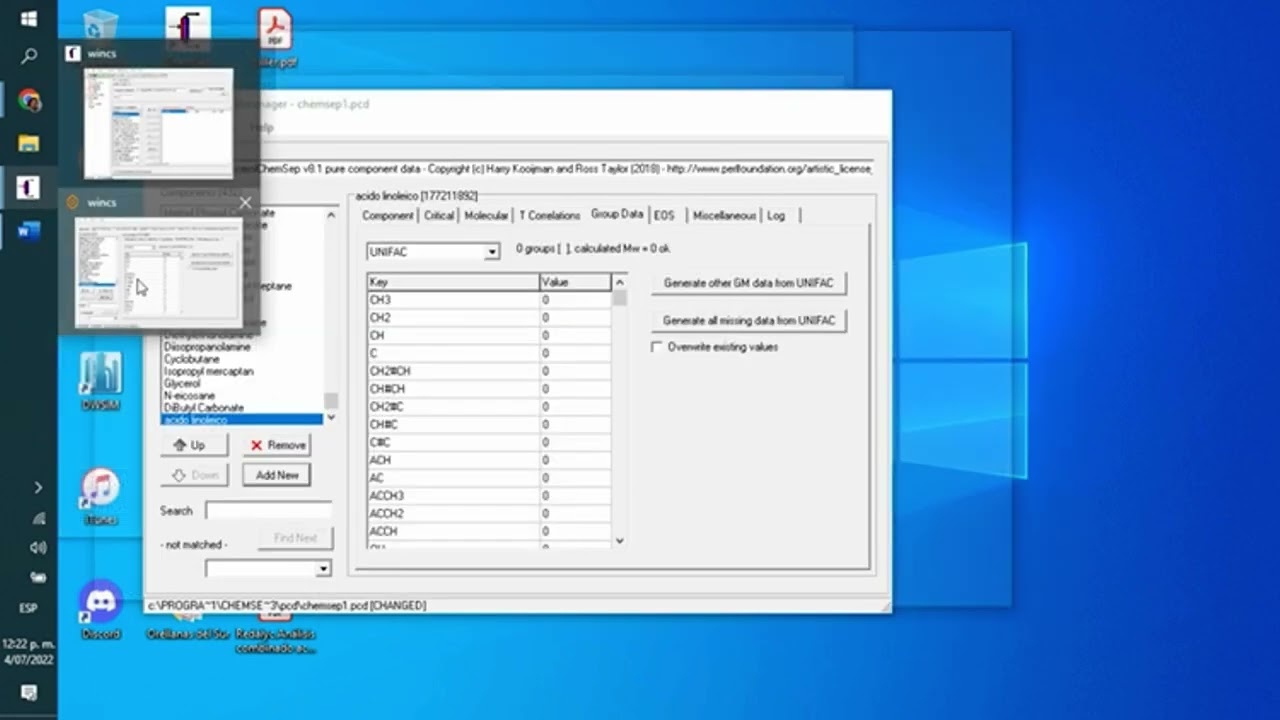 Agregando componente en el programa Chemsep - YouTube