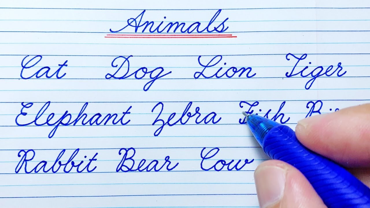 Cursive Writing Words | English Handwriting | Animal names in English ...