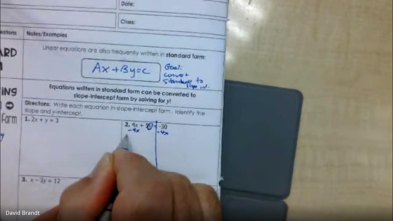 Algebra 1 Unit 5 2 Convert Standard Form Page 8 - YouTube