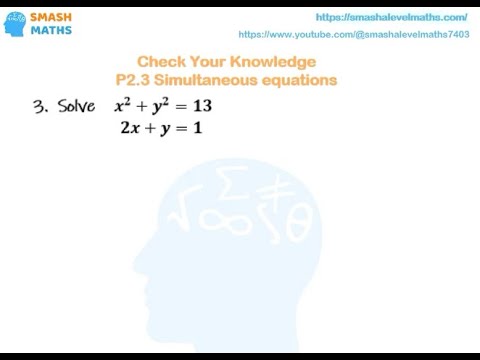 Simultaneous equations - one linear, one quadratic - YouTube