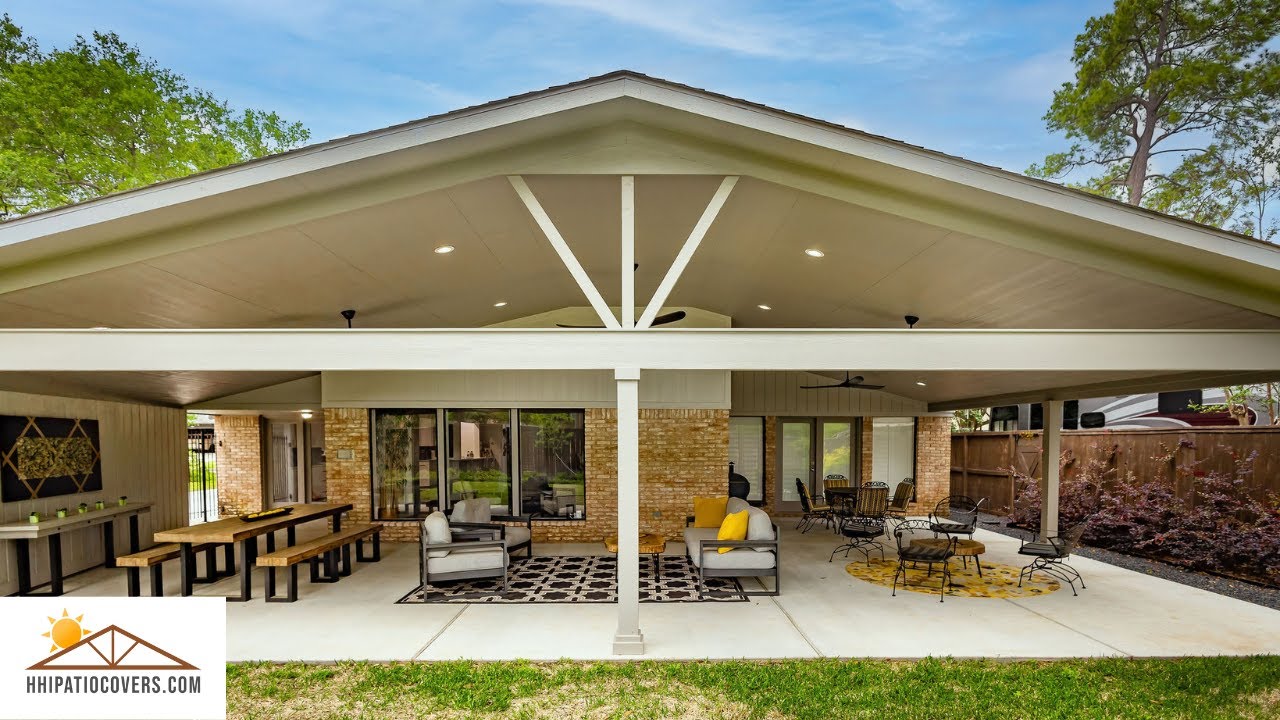 Gable style patio cover built by HHi Patio covers. - YouTube