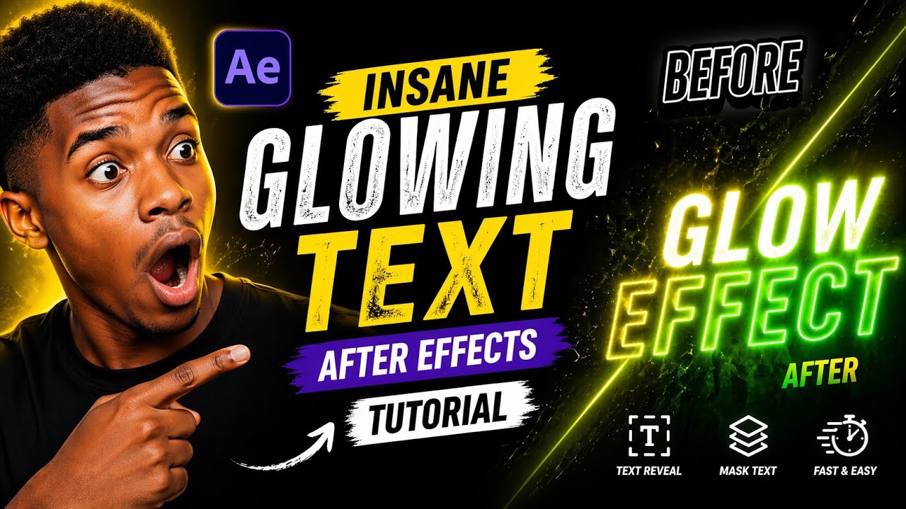 🔥 INSANE Glowing Text Animation in After Effects (No Plugins!) 🔥Glow ...