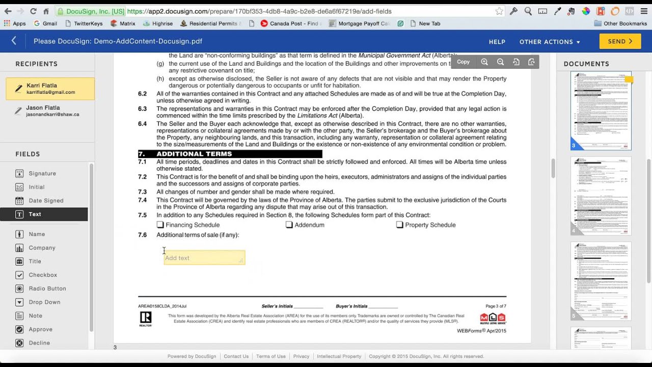 How to Add and Lock In Content in Docusign - YouTube