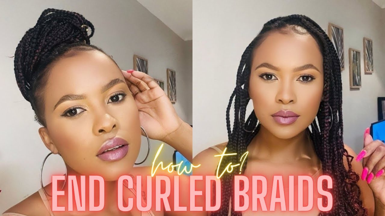How to? End curled knotless braids. - YouTube
