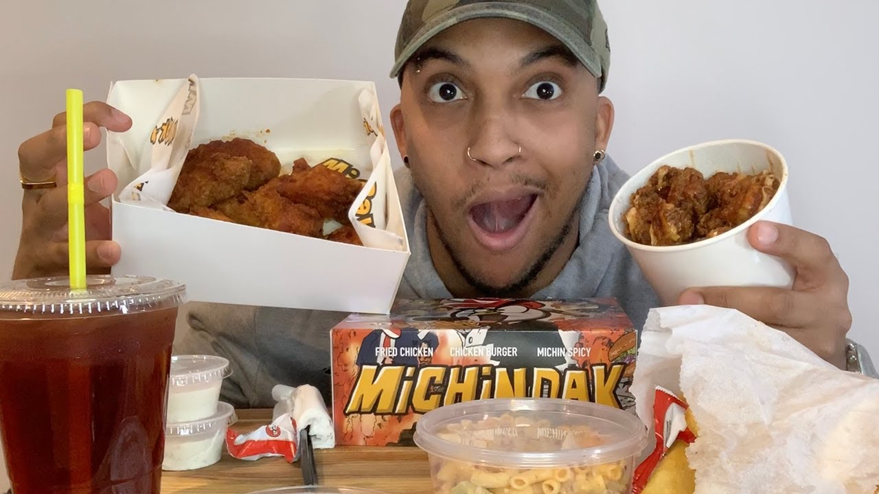 Michin Dak Fried Chicken Mukbang - YouTube