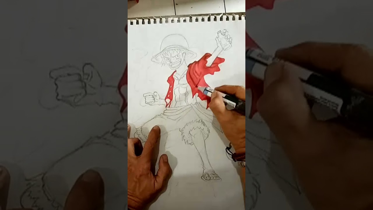 luffy doodle grid technique sketching - YouTube